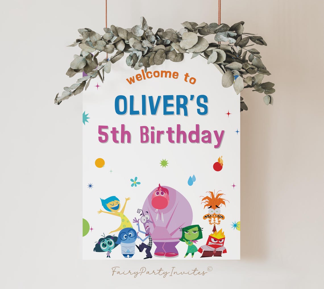 Inside Out Welcome Sign: Editable Birthday Banner (digital Download) - Etsy