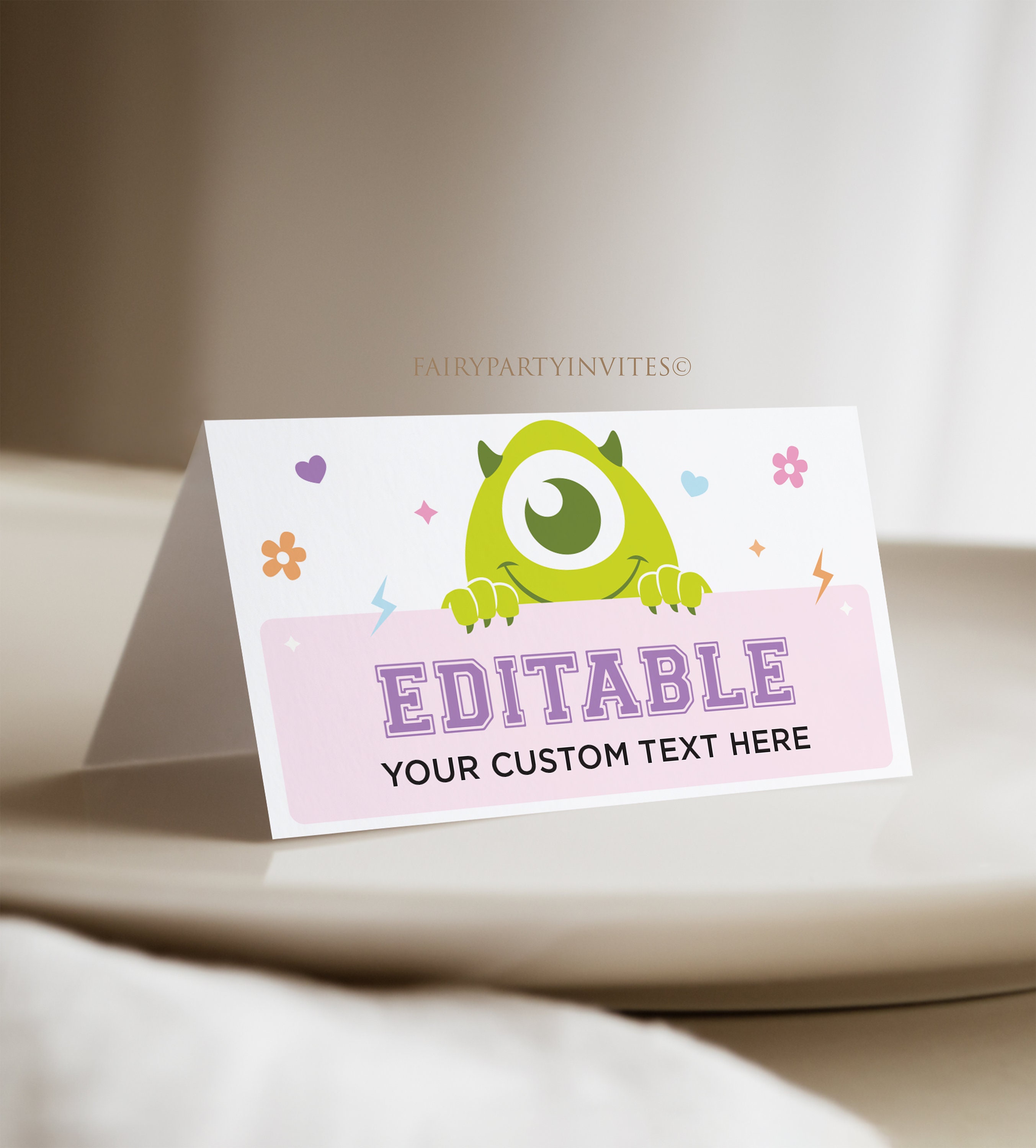 Monsters Inc Place Card: Editable Food Tent Template (digital Download ...