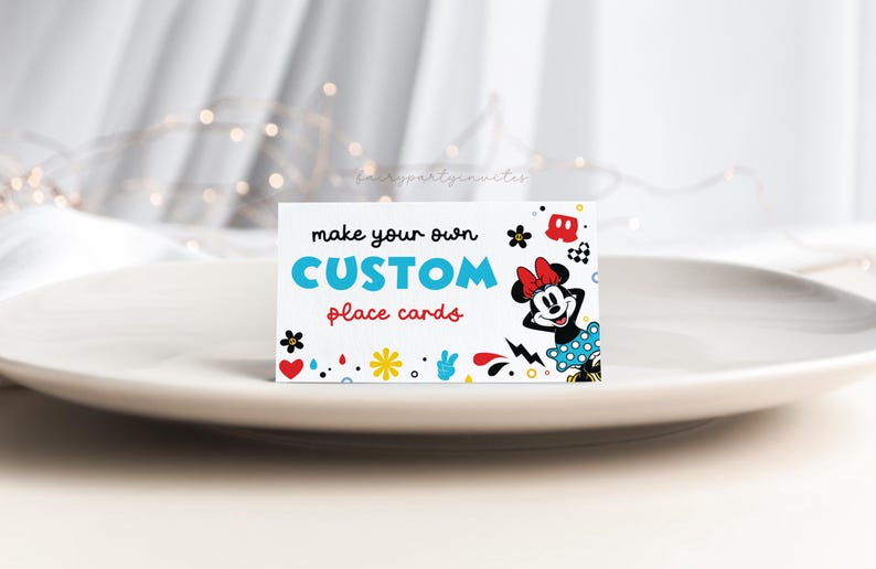 Mickey Mouse Place Card Template: Editable Food Tent (digital Download ...