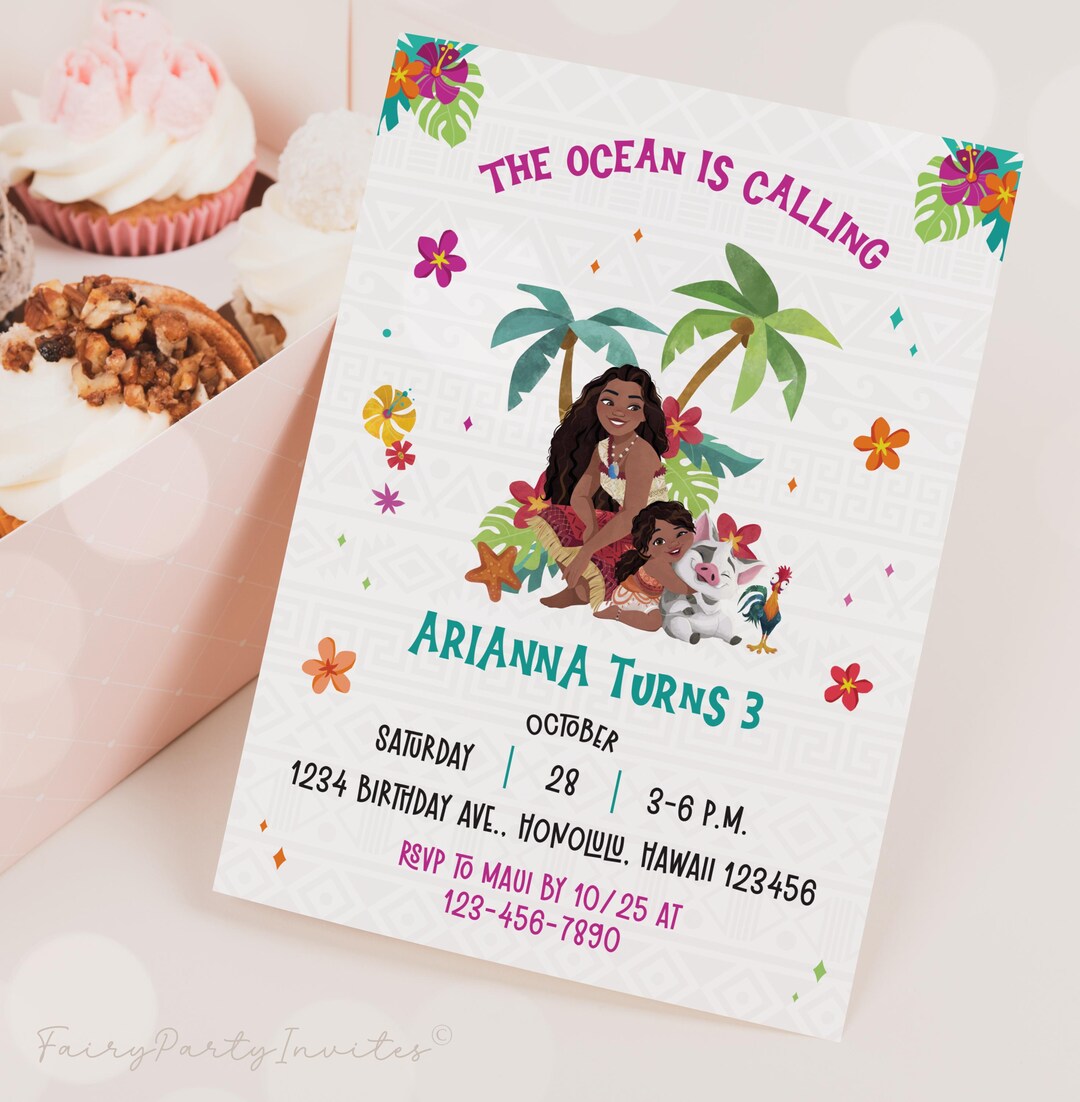 Moana Birthday Invitation Template: Editable Party Invite (digital) - Etsy