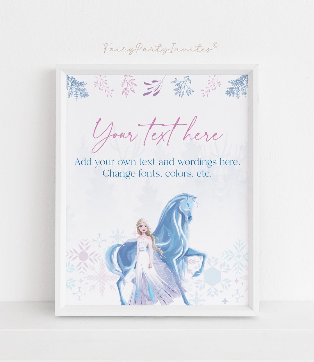 Ice Princess Birthday Party Table Sign: Editable Template (digital ...