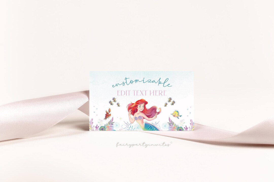 Little Mermaid Place Card Template: Editable Food Tent (digital ...