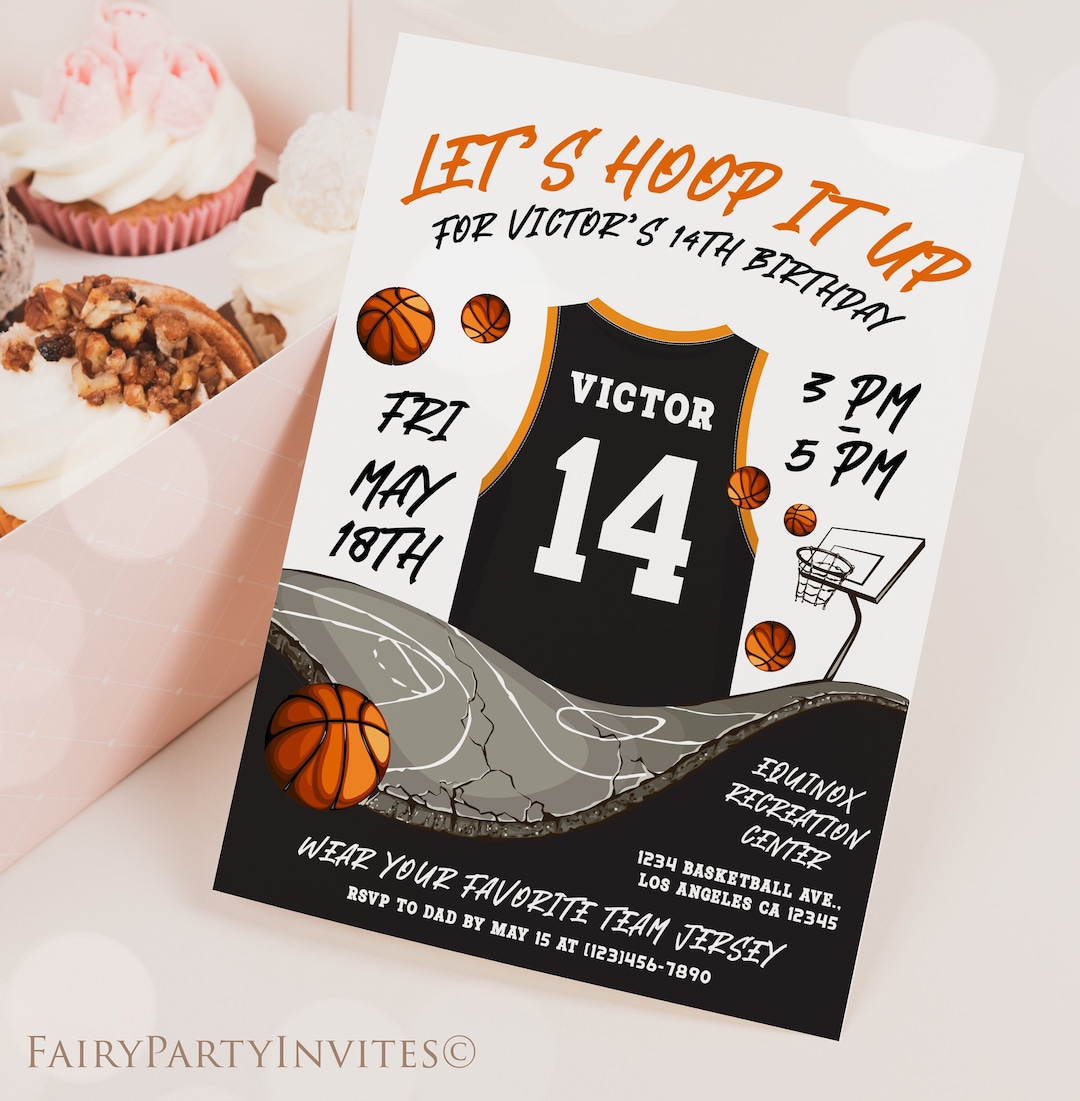 Basketball Birthday Invitation Template Printable, Basketball Birthday ...