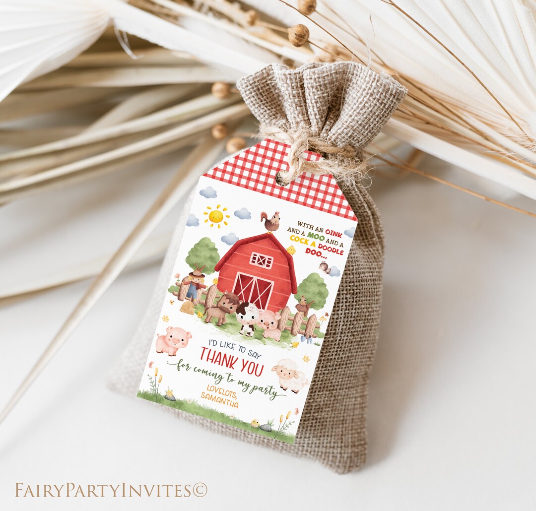 Farm Animals Barnyard Editable Instant Download Favor Tag - Etsy