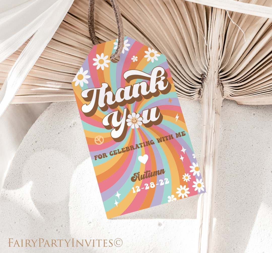 Groovy Party Editable Favor Tag, Groovy Gift Thank You Tag, Groovy ...
