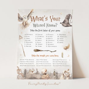Wizard Name Game: Birthday Party Activity (digital Download) - Etsy