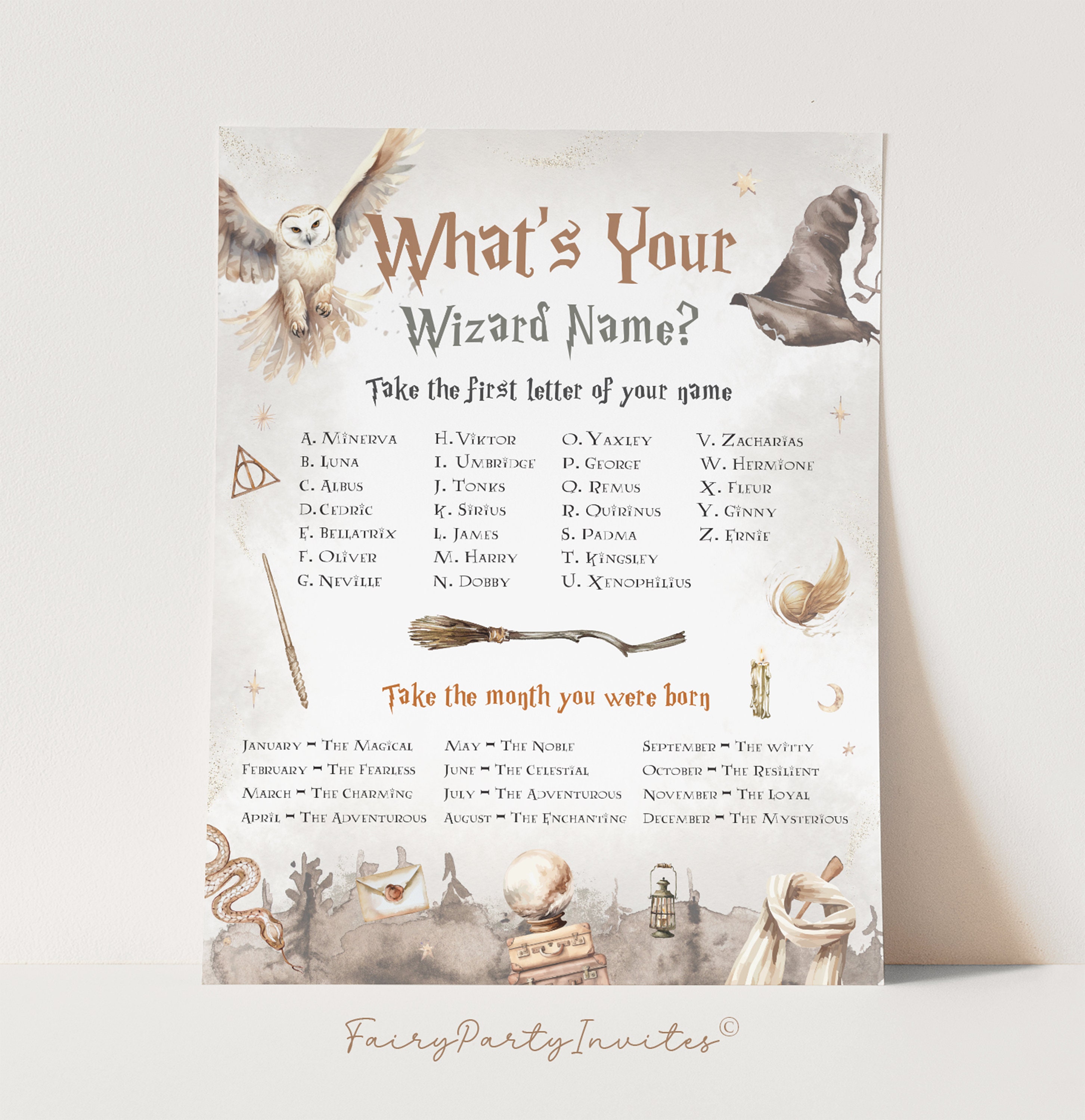 Wizard Name Game: Birthday Party Activity (digital Download) - Etsy