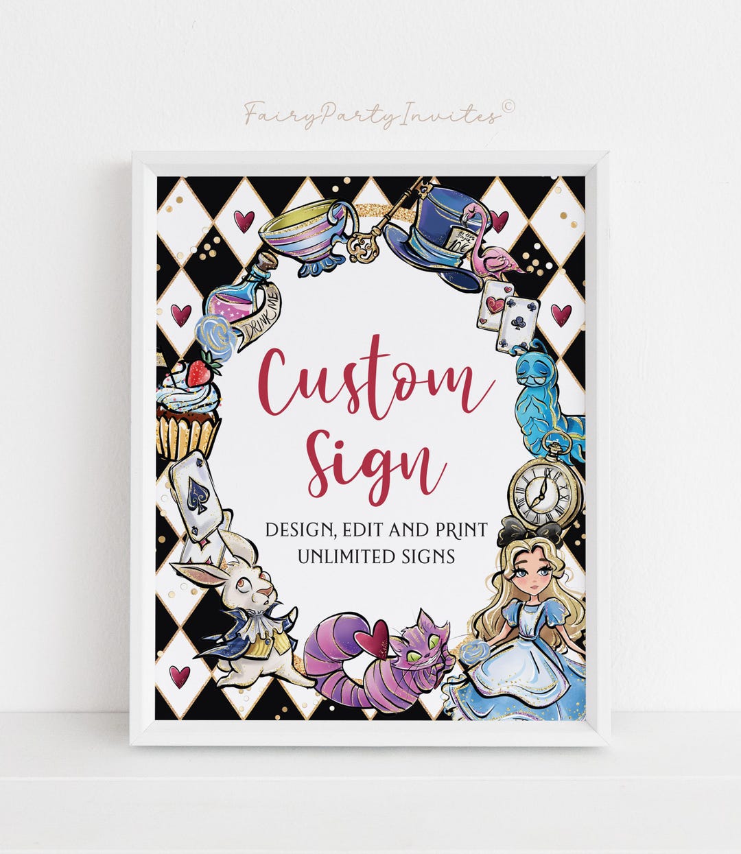 Alice in Wonderland Party Table Sign, Alice in Wonderland Party Sign ...