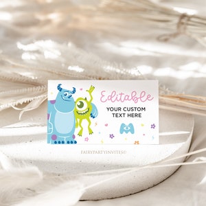 Monsters Inc Place Card Instant Download, Monsters Inc Food Tent ...