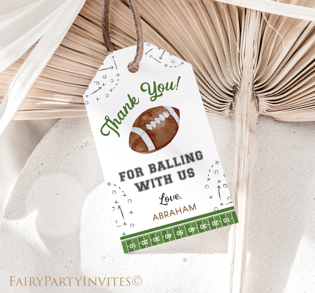 Football Editable Favor Tag, Football Gift Thank You Tag Instant ...