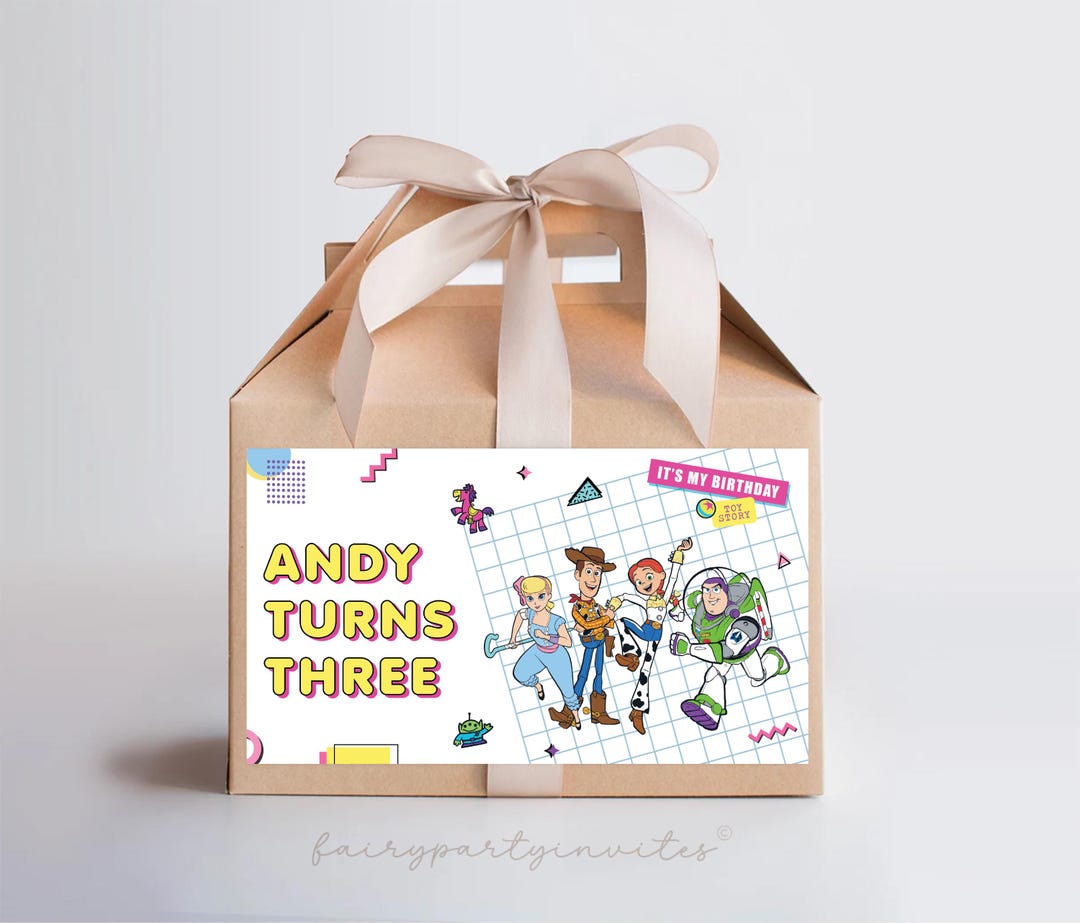 Toy Story Gable Box Label, Toy Story Birthday Favor Treat Box Label ...