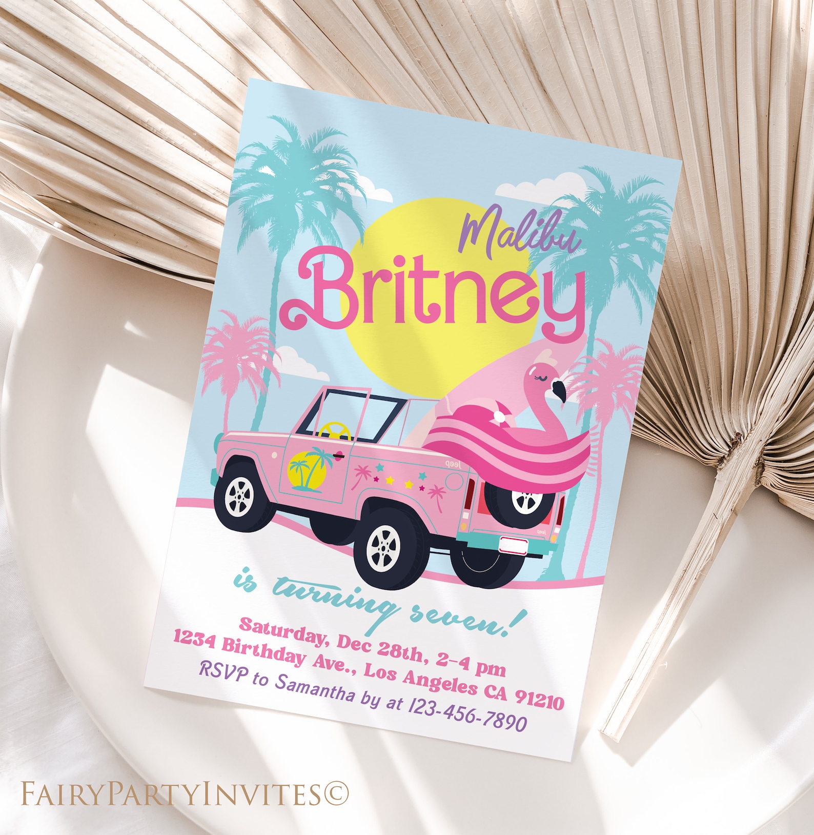 Malibu Birthday Invitation Template: Fashion Doll Party (editable) - Etsy