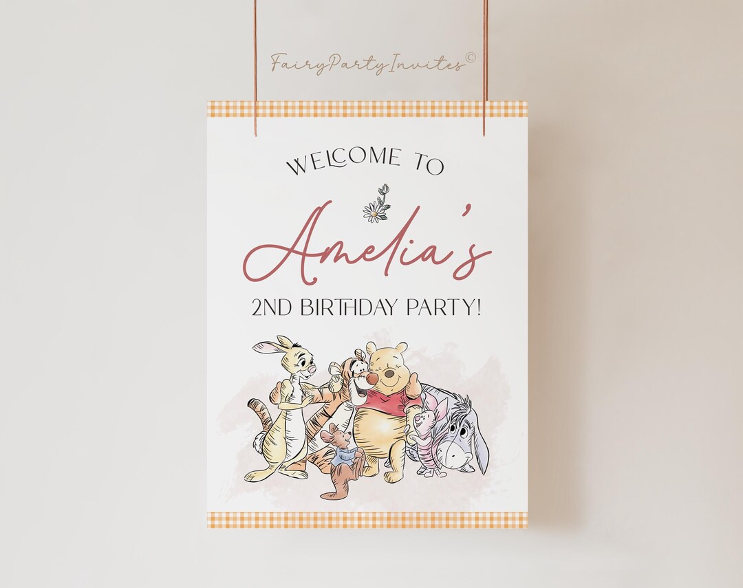 Winnie the Pooh Welcome Sign: Editable Birthday Party Banner (digital ...