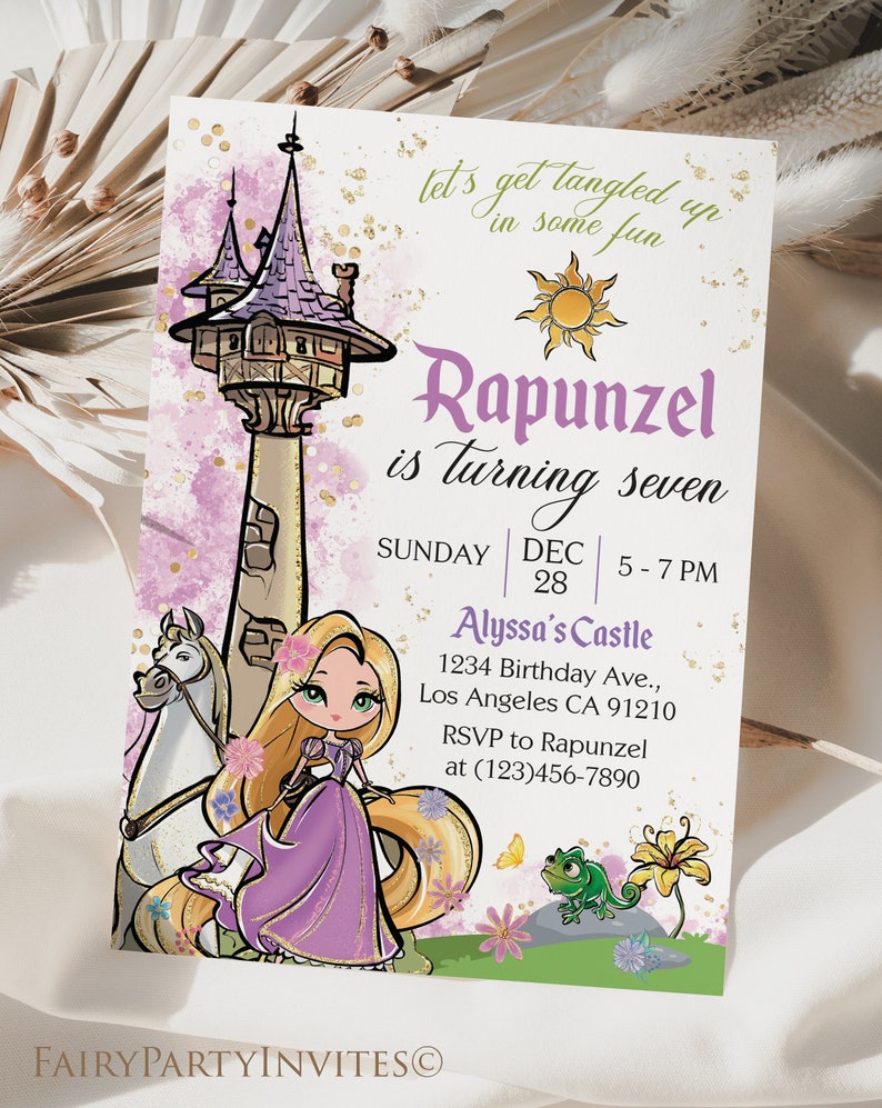 Tangled Birthday Invitation Template: Editable Rapunzel Party (digital ...