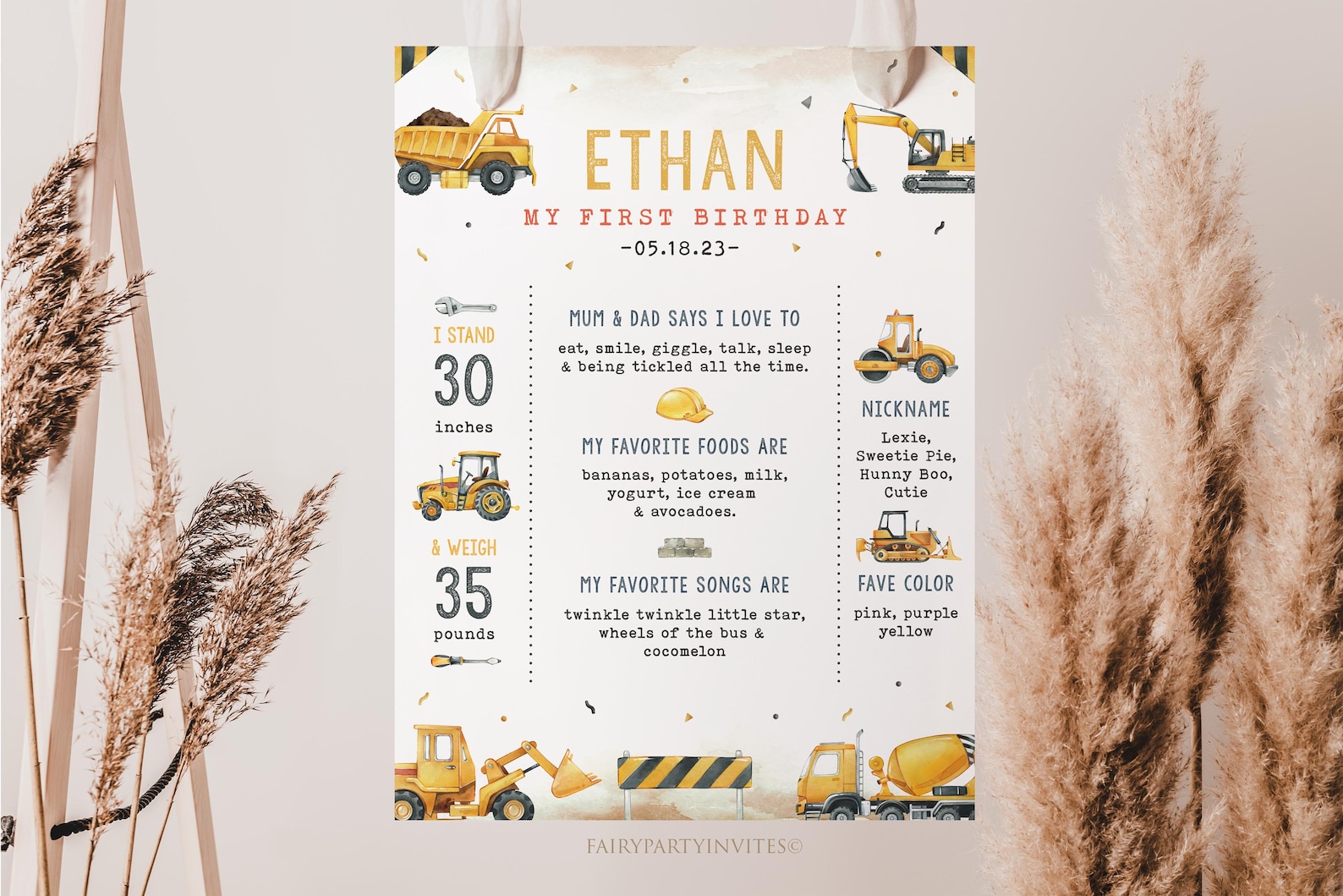 Tablero de hitos de cumpleaños de construcción: pancarta de bienvenida ...
