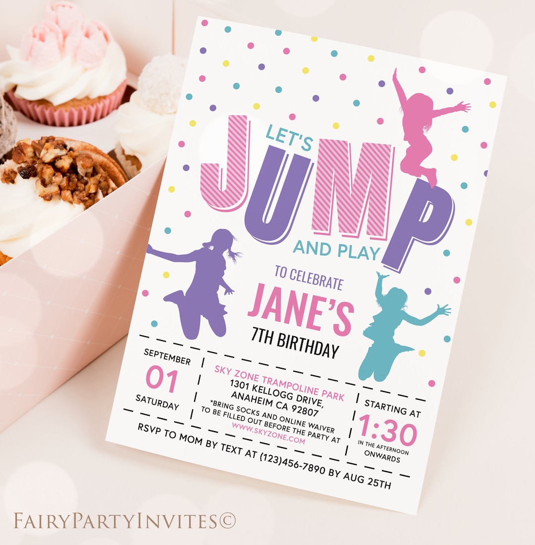 Jump Birthday Party Invitation Template (digital Download) - Etsy