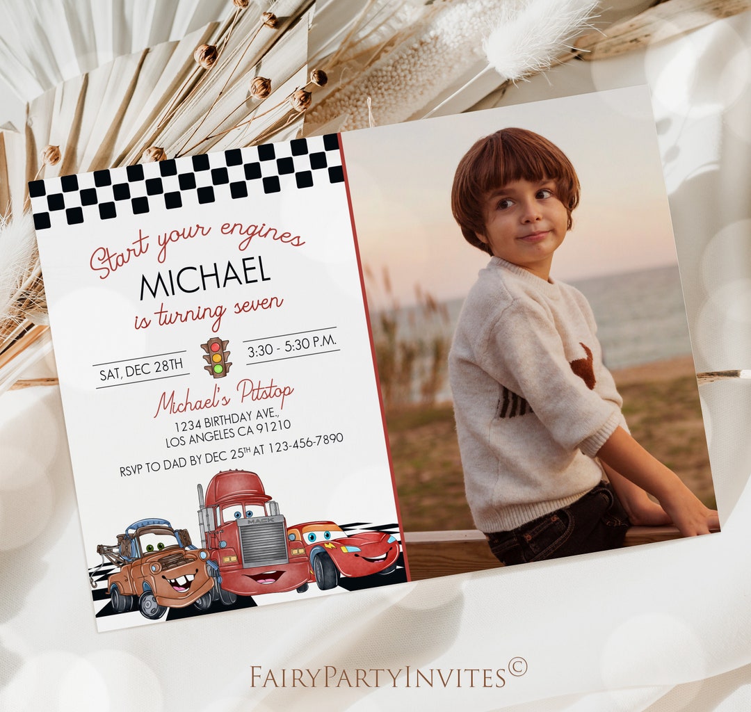 Cars Birthday Invitation Template, Cars Invitation, Cars Thank You Tag ...