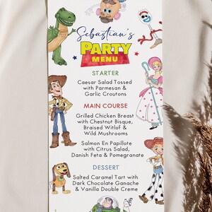 Toy Story Birthday Party Menu Template, Printable Toy Story Birthday ...