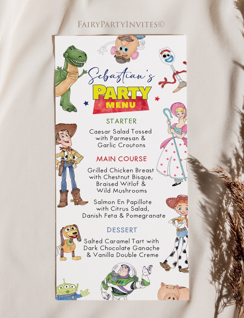 Toy Story Birthday Party Menu Template Printable Toy Story - Etsy
