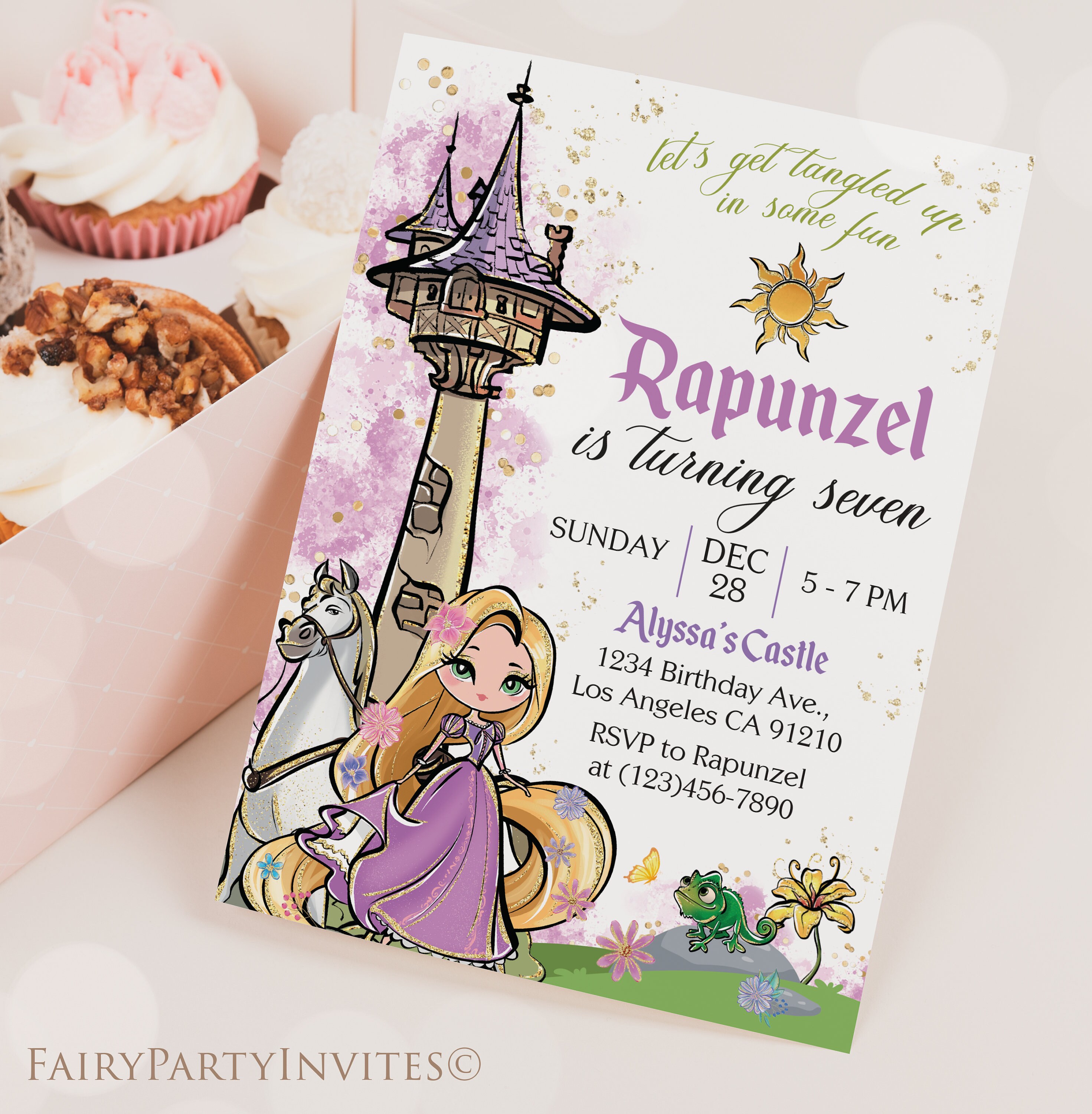 Tangled Birthday Invitation Template: Editable Rapunzel Party (digital ...