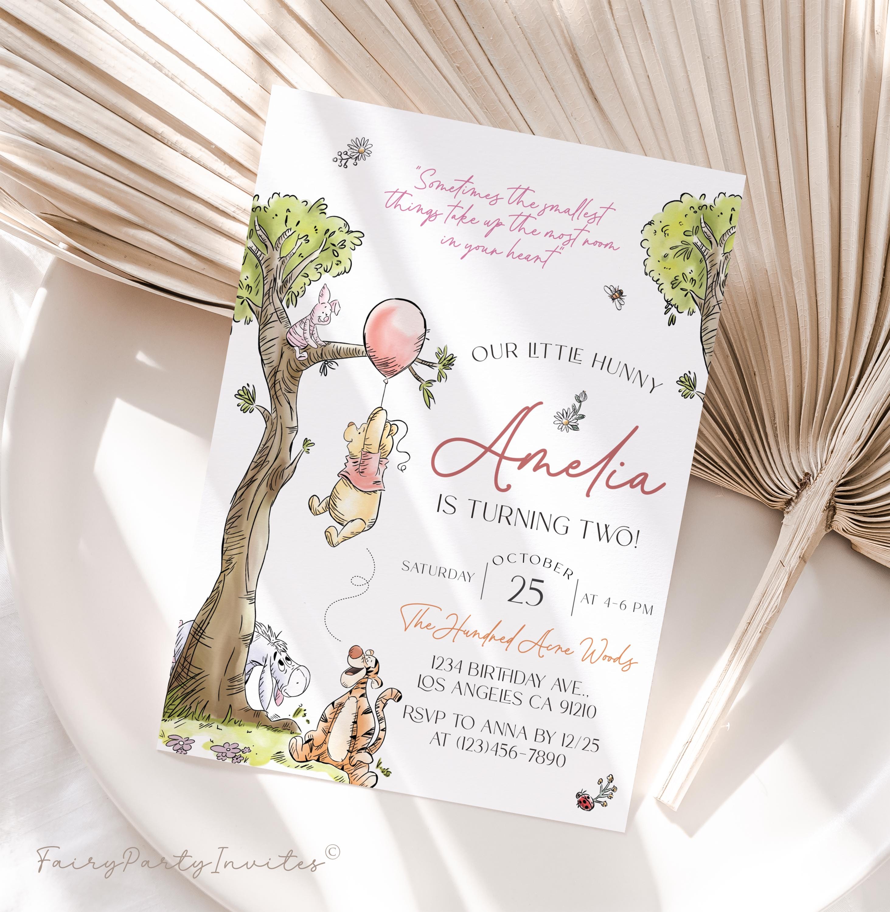 Winnie the Pooh Birthday Invitation Template: Editable Invite (digital ...