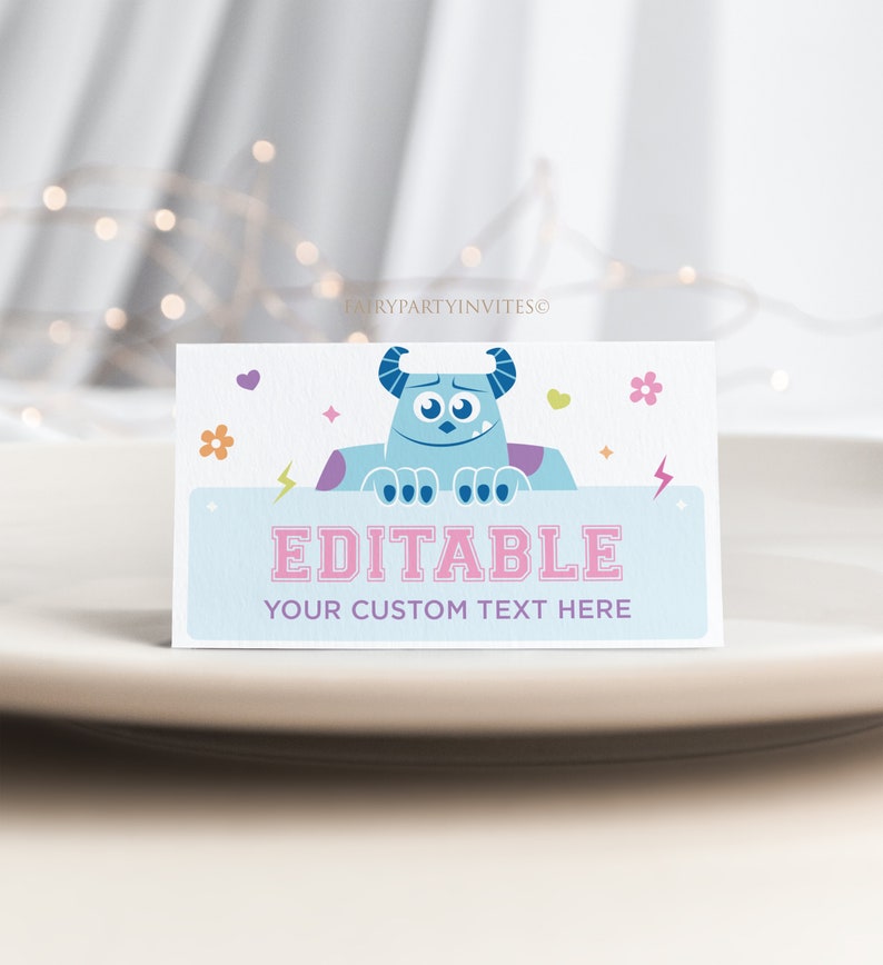 Monsters Inc. Place Card Template: Editable Food Tent (digital Download ...