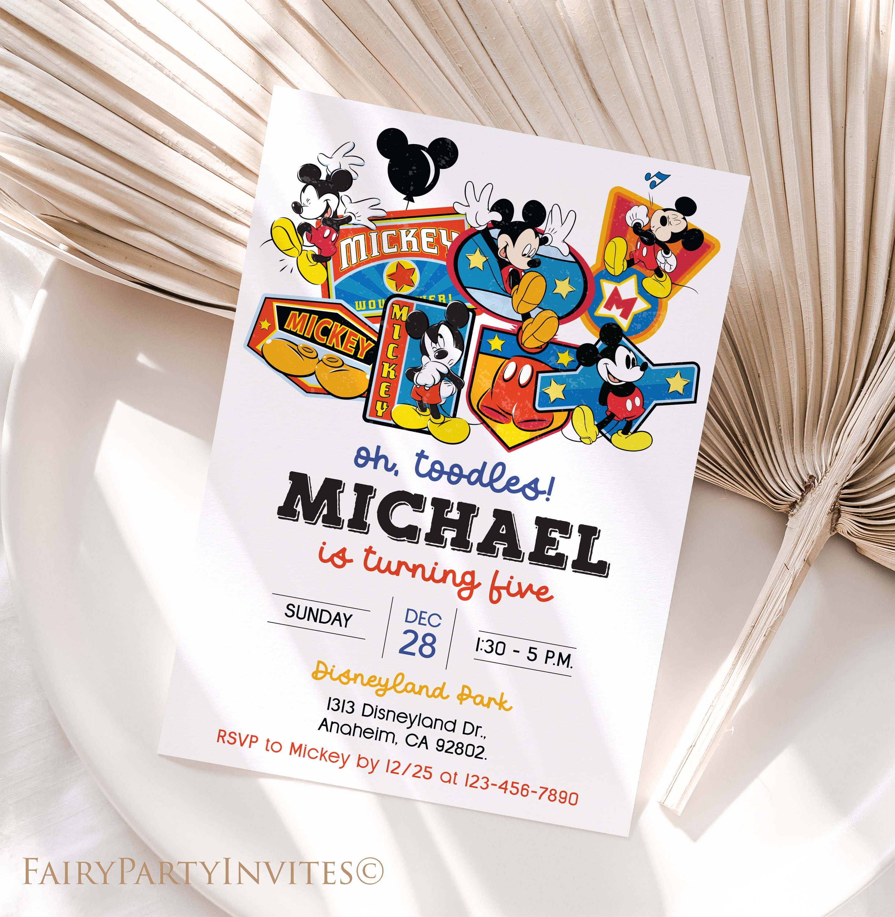 Mickey Mouse Birthday Invitation Template Mickey Mouse - Etsy