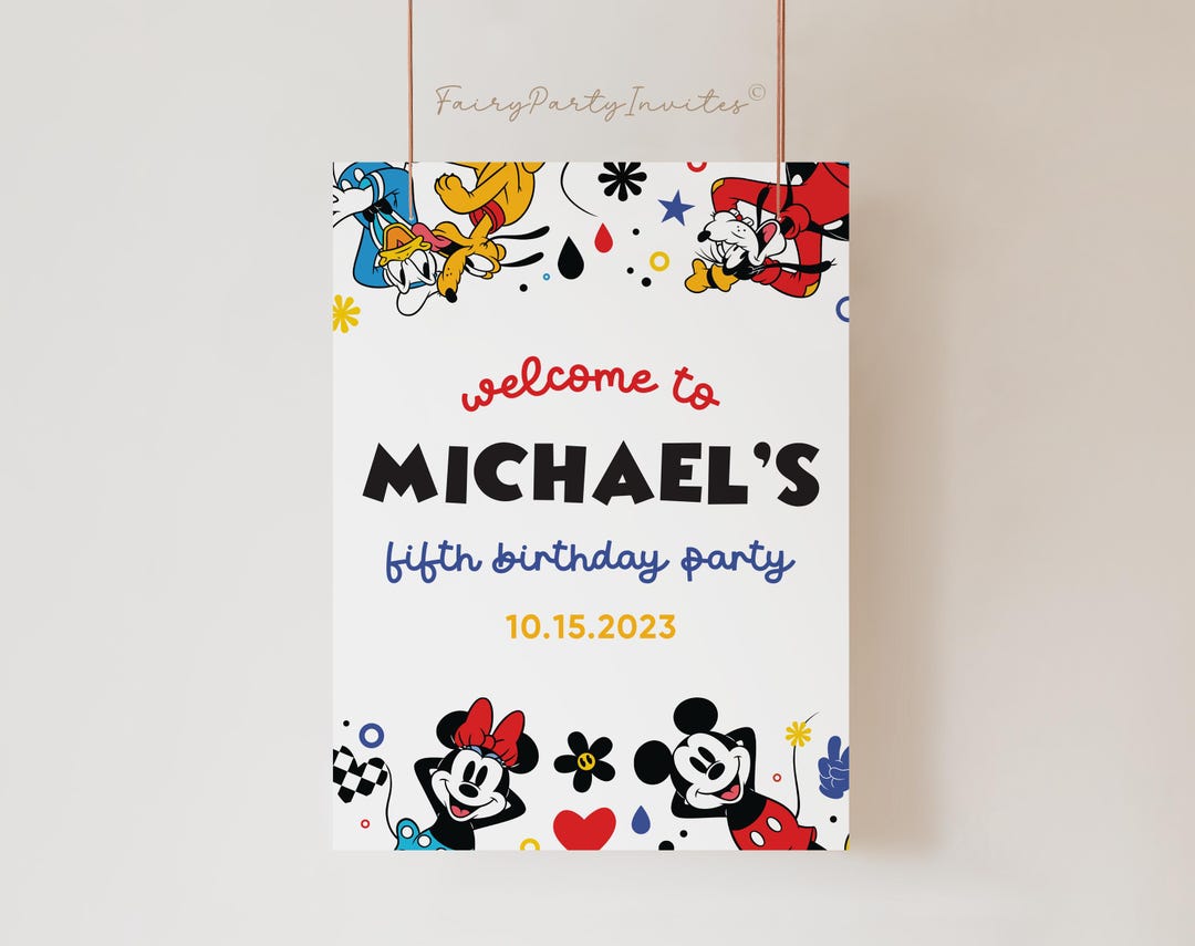 Mickey Mouse Welcome Banner: Editable Party Sign (digital Download) - Etsy
