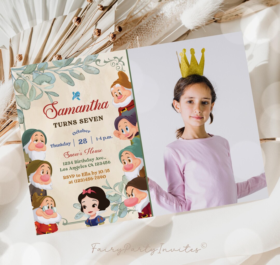 Snow White Birthday Invitation Template, Editable Party Invite - Etsy