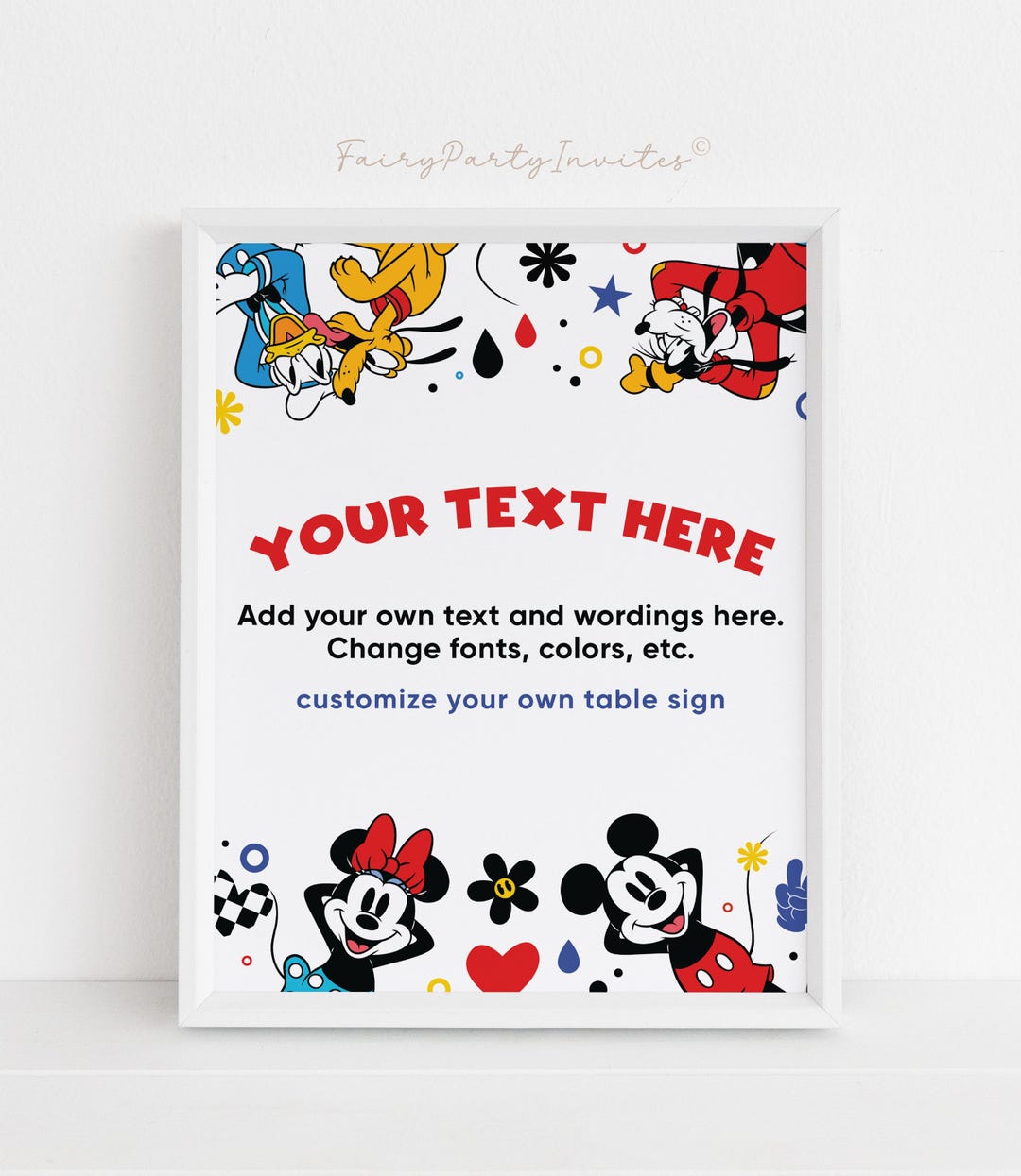 Mickey Mouse Birthday Party Table Sign, Mickey and Friends Party Sign ...
