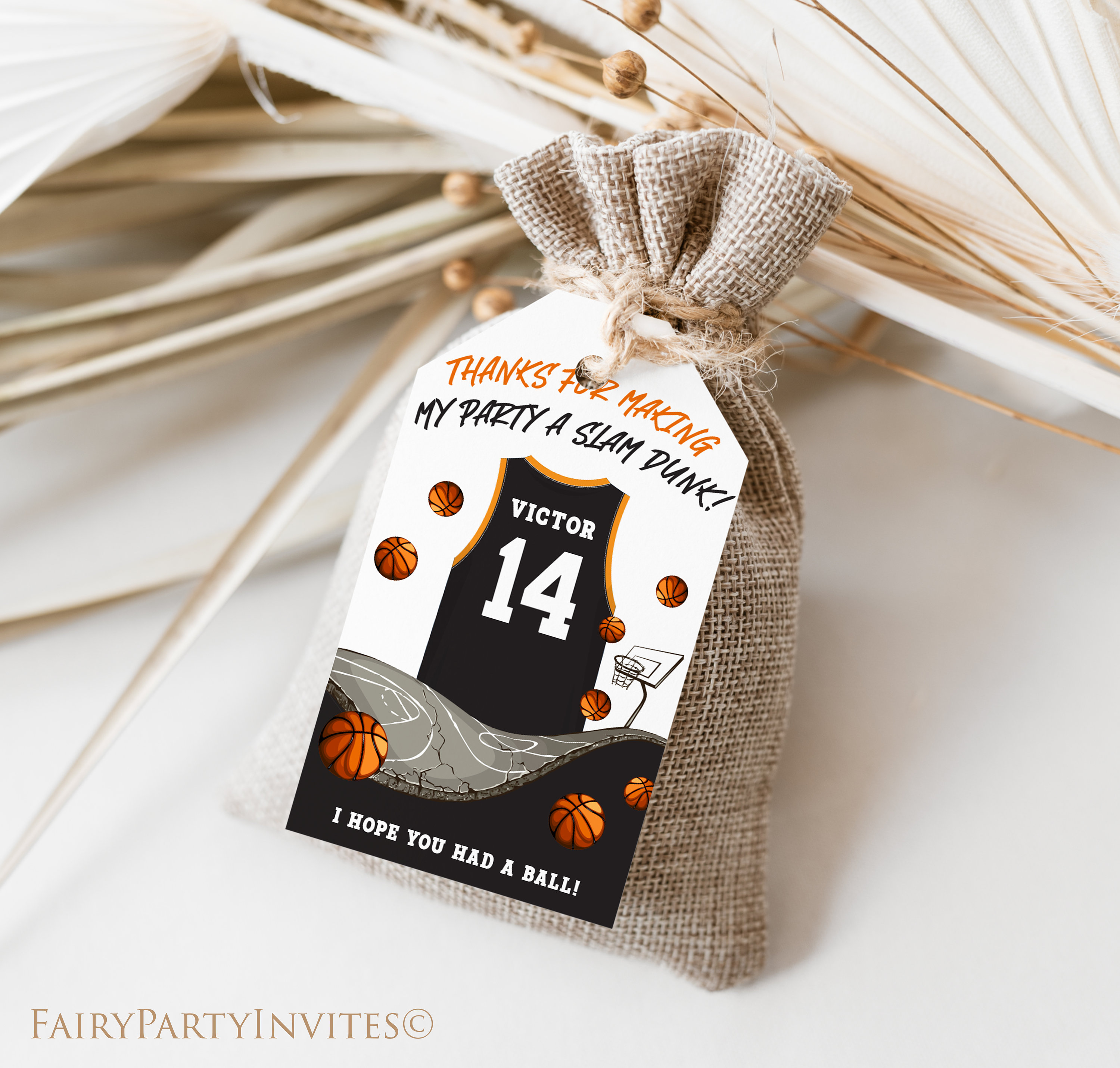 Basketball Favor Tag: Editable Thank You Gift Tag (digital Download) - Etsy