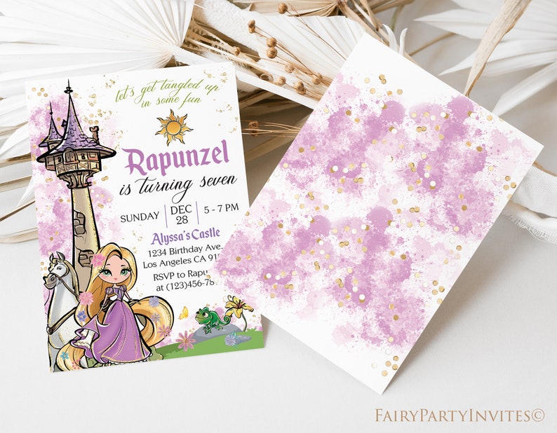 Tangled Birthday Invitation Template: Editable Rapunzel Party (digital ...