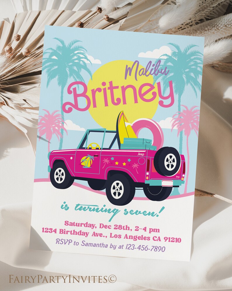 Malibu Birthday Invitation Template Malibu Fashion Doll - Etsy