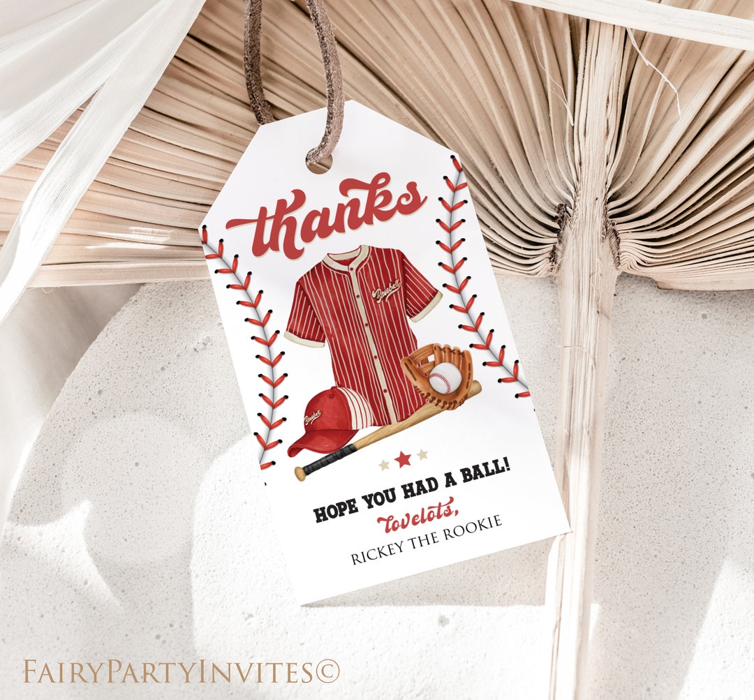 Baseball Favor Tag: Editable Thank You Gift Tag (instant Download) - Etsy