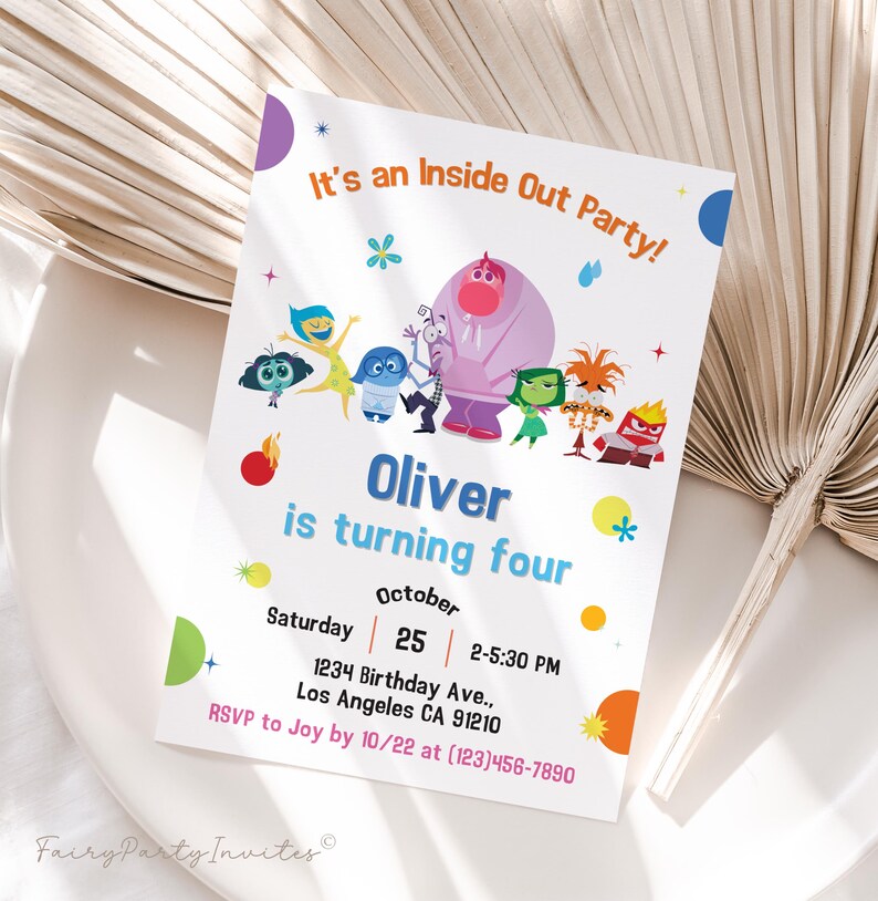 Inside Out Birthday Invitation Template: Editable Party Invite (digital ...