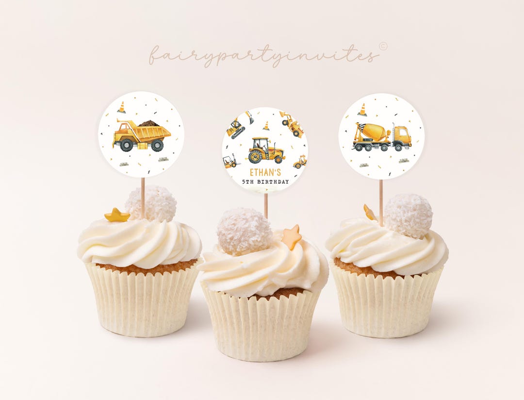 Construction Cupcake Topper, Construction Party Printable Cupcake ...