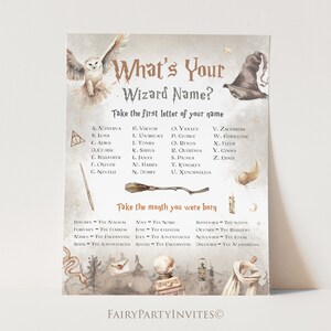 What's Your Wizard Name Game, Wizard Birthday Party Activity, Wizard ...