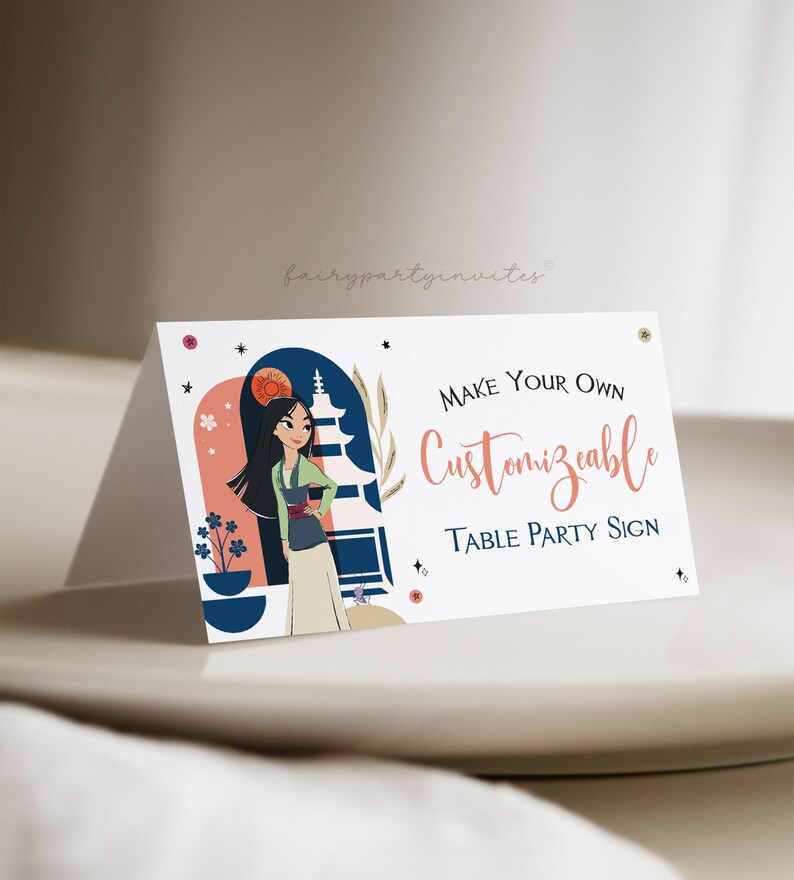 Mulan Place Card Template: Editable Food Tent (digital Download) - Etsy