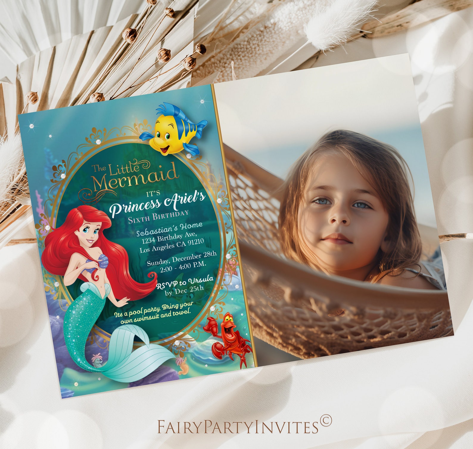 Little Mermaid Ariel Invitation Template, Little Mermaid Ariel ...