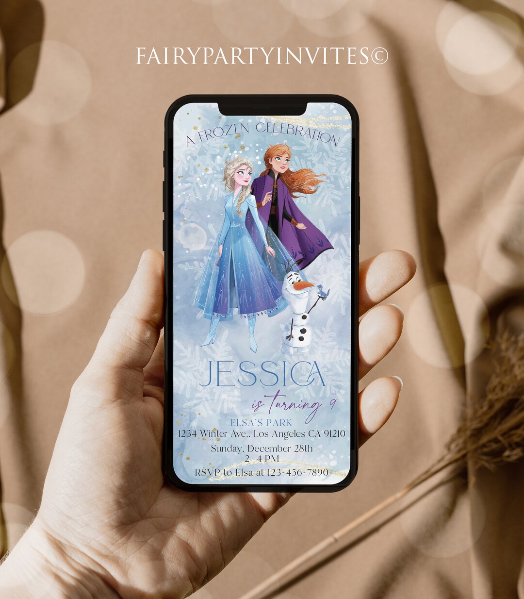 Frozen Phone Birthday Invitation Template, Frozen Electronic Invitation ...