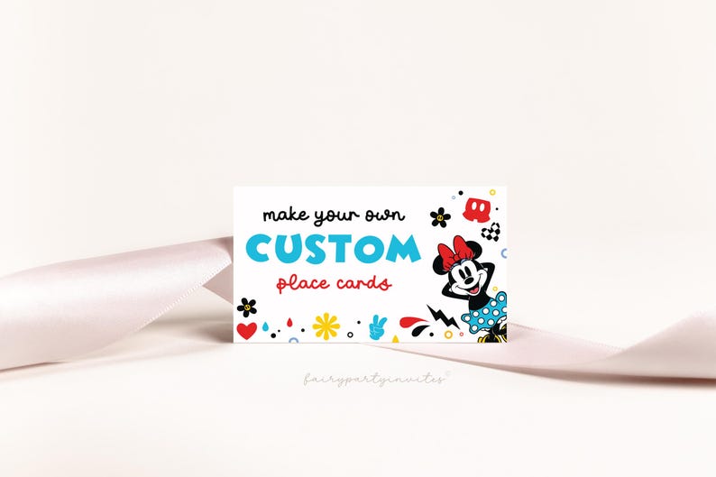 Mickey Mouse Place Card Template: Editable Food Tent (digital Download ...