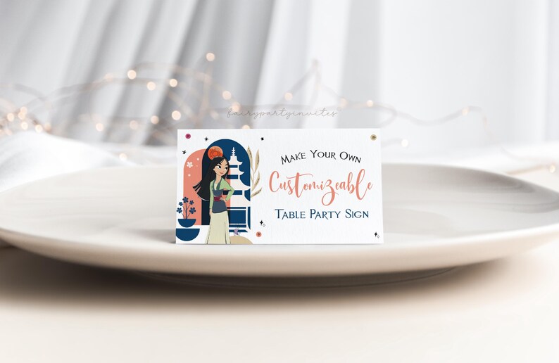 Mulan Place Card Template: Editable Food Tent (digital Download) - Etsy