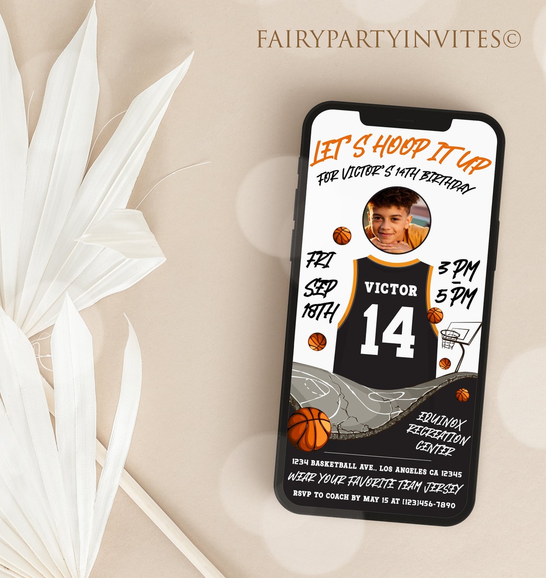 Basketball Phone Birthday Invitation Template Basketball - Etsy
