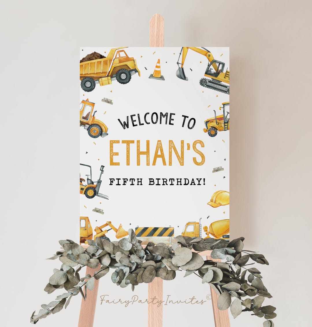 Construction Birthday Welcome Sign: Editable Printable Banner (digital ...