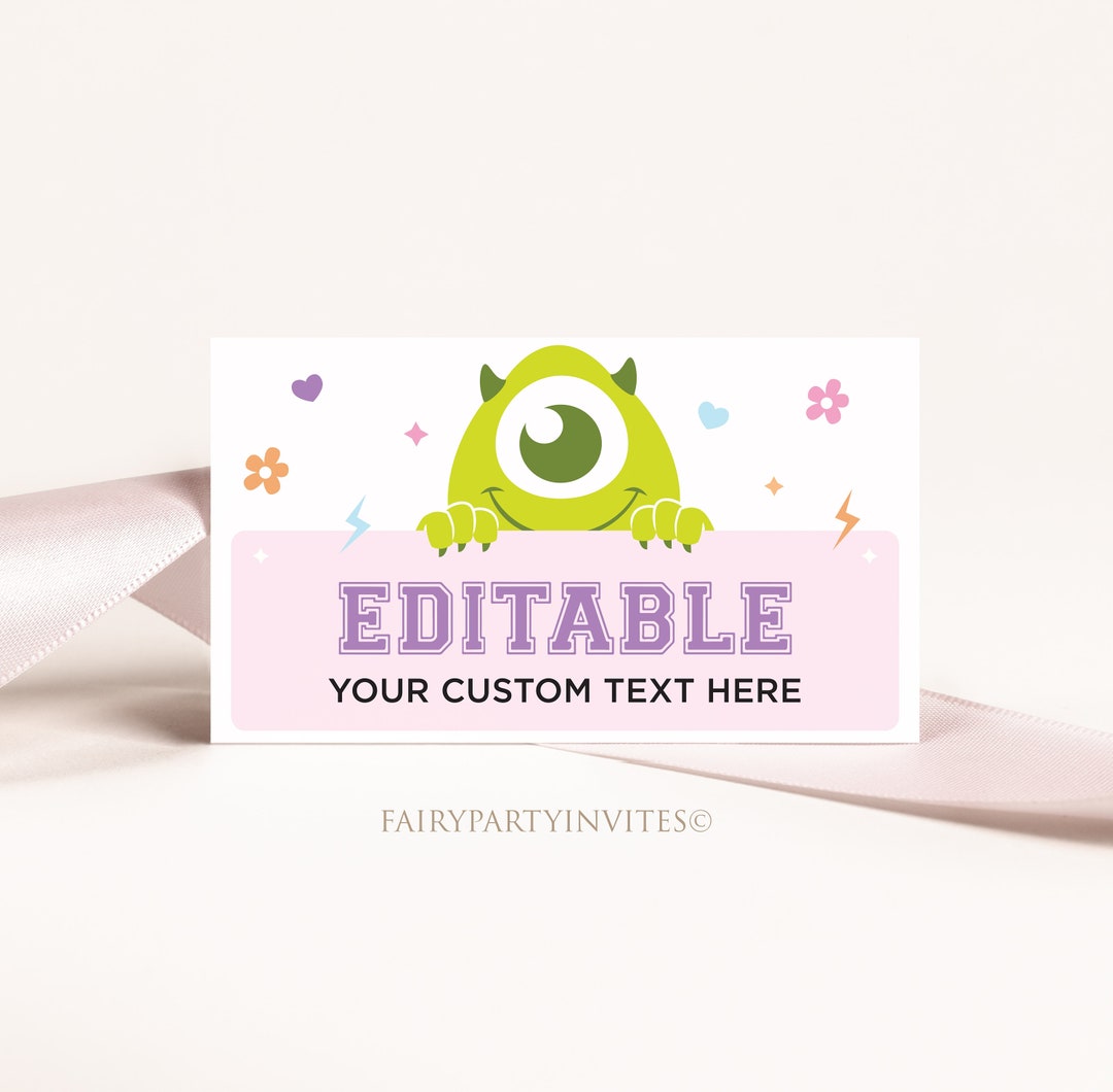 Monsters Inc Place Card: Editable Food Tent Template (digital Download ...