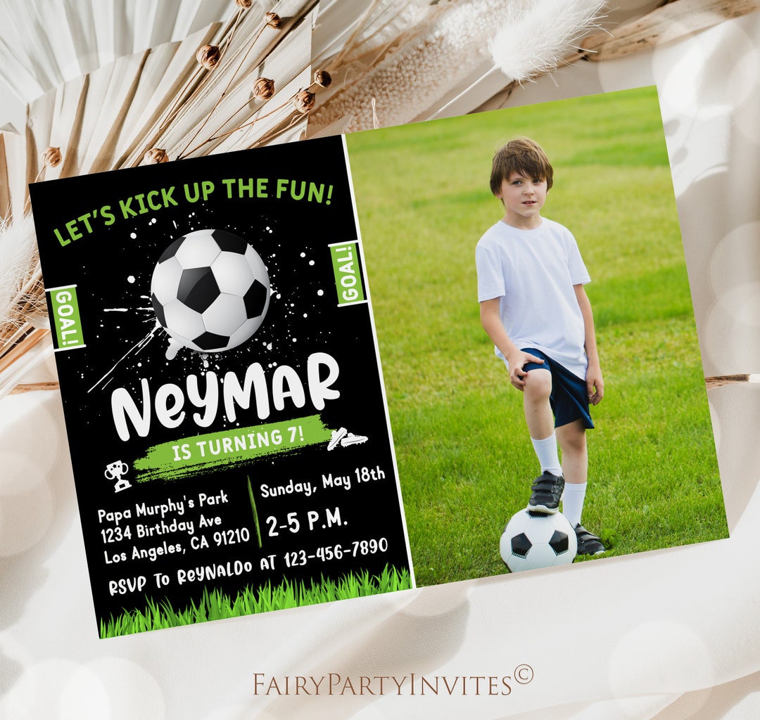 Soccer Digital Birthday Invitation Template Printable, Soccer Football ...