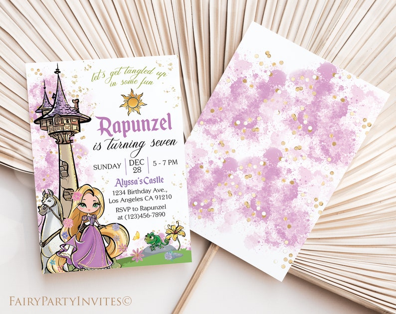 Tangled Birthday Invitation Template: Editable Rapunzel Party (digital ...