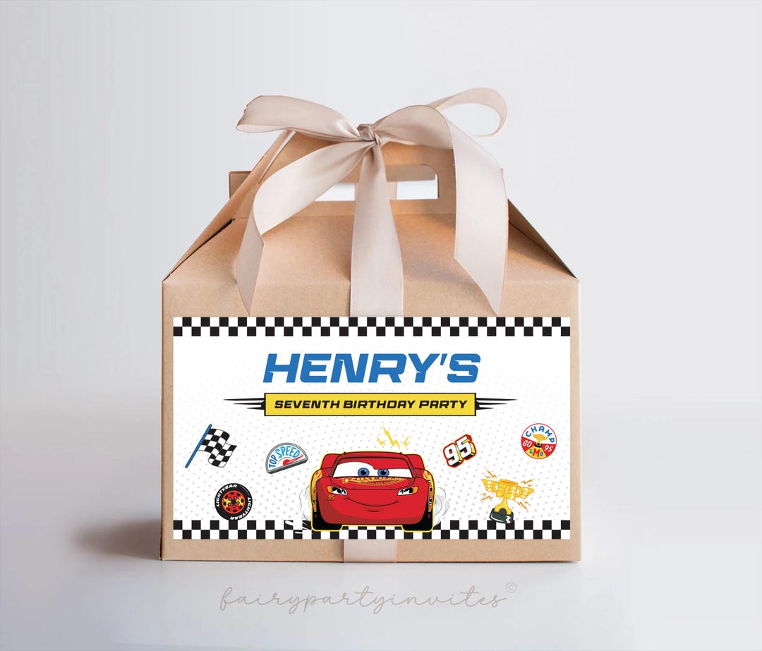 Cars Lightning Mcqueen Gable Box Label, Cars Lightning Mcqueen Favor ...