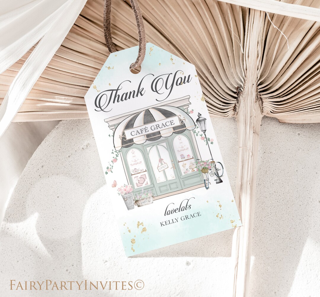 Parisian Cafe Favor Tag: French Tea Party Gift (editable) - Etsy