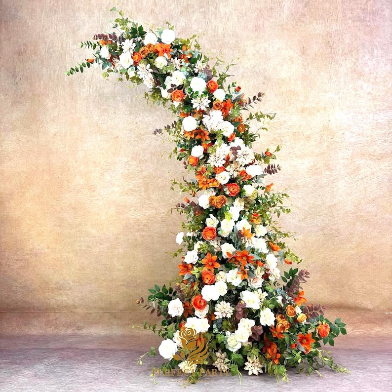 US Seller---wedding Arch With Orange Artificial Flowers – Pastoral ...